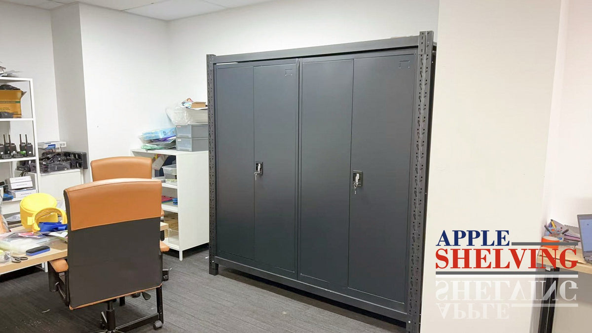 2m Steel Storage Rack with 2 Lockable Cabinets – Adjustable Shelves ...