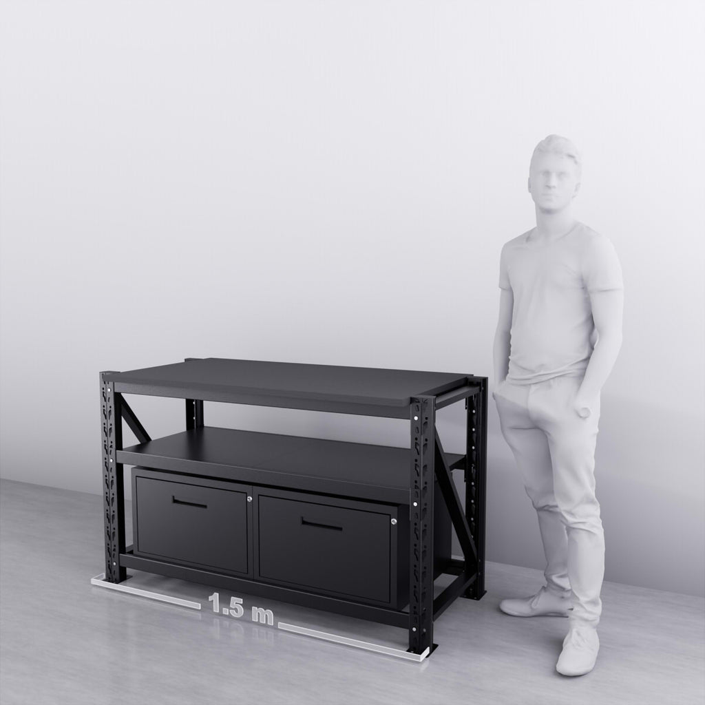 1.5m Steel Workbench with 2 Drawers – Heavy-Duty & Modular Garage ...