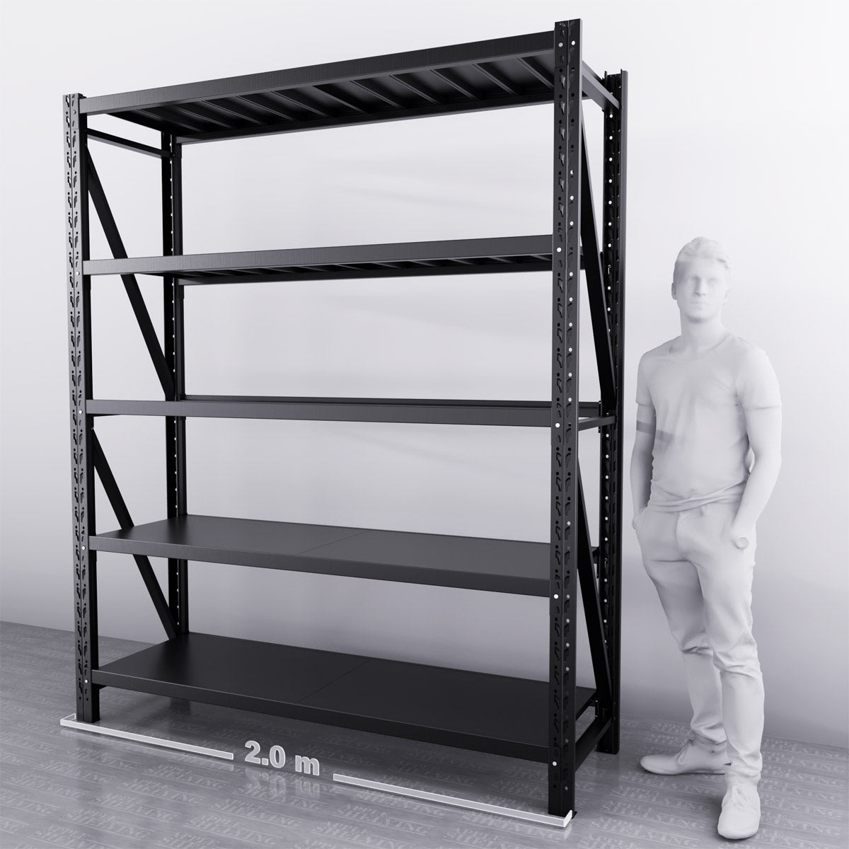 2m*2.4m*0.6m Heavy Duty Garage Warehouse Office Metal Shelving 1000KG ...