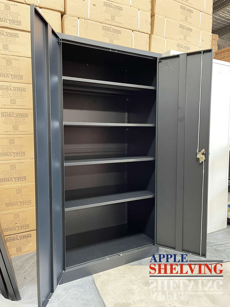 176cm Steel Lockable Storage Cabinet – 2 Doors, 4 Adjustable Shelves ...