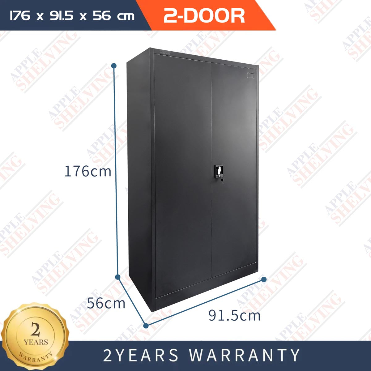 176cm height 2-Door Storage Cabinet Lockable Cupboard (Steel) – Apple ...
