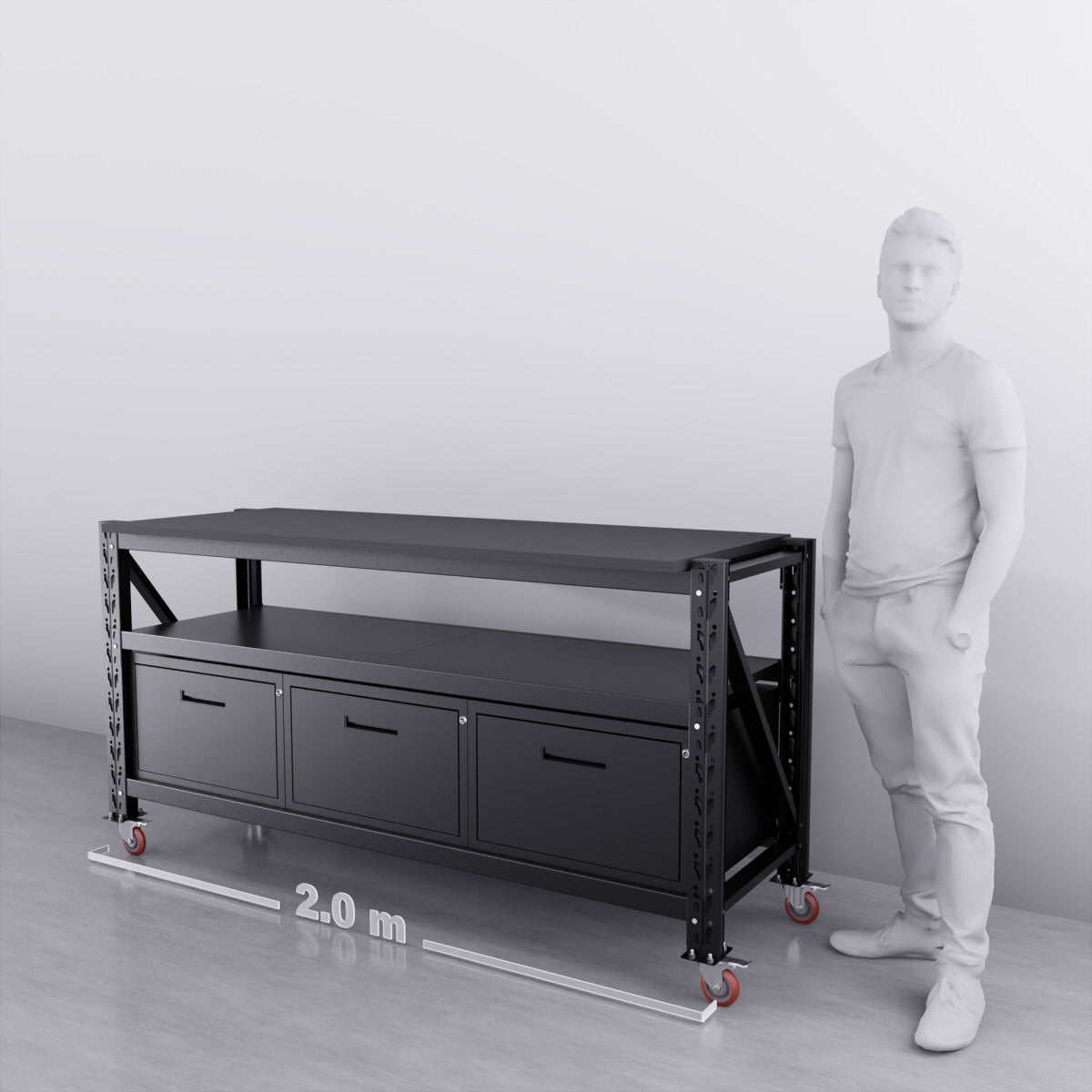 2m Steel Workbench with 3 Drawers – Compact, Modular & Heavy-Duty ...