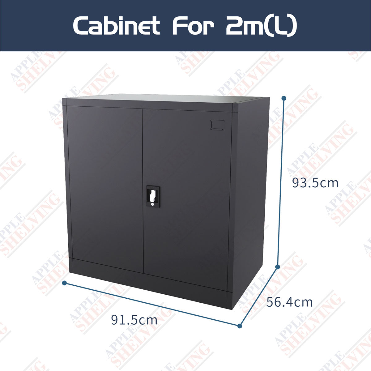 91.5cm Wide 2-Shelf Lockable Steel Cupboard – Compact Low-Height ...