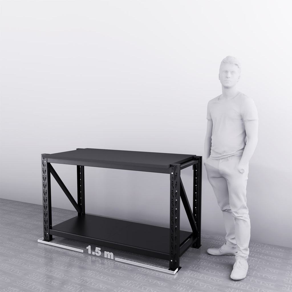 1.5m Steel Workbench with 2 Adjustable Shelves – 500kg Load Capacity ...