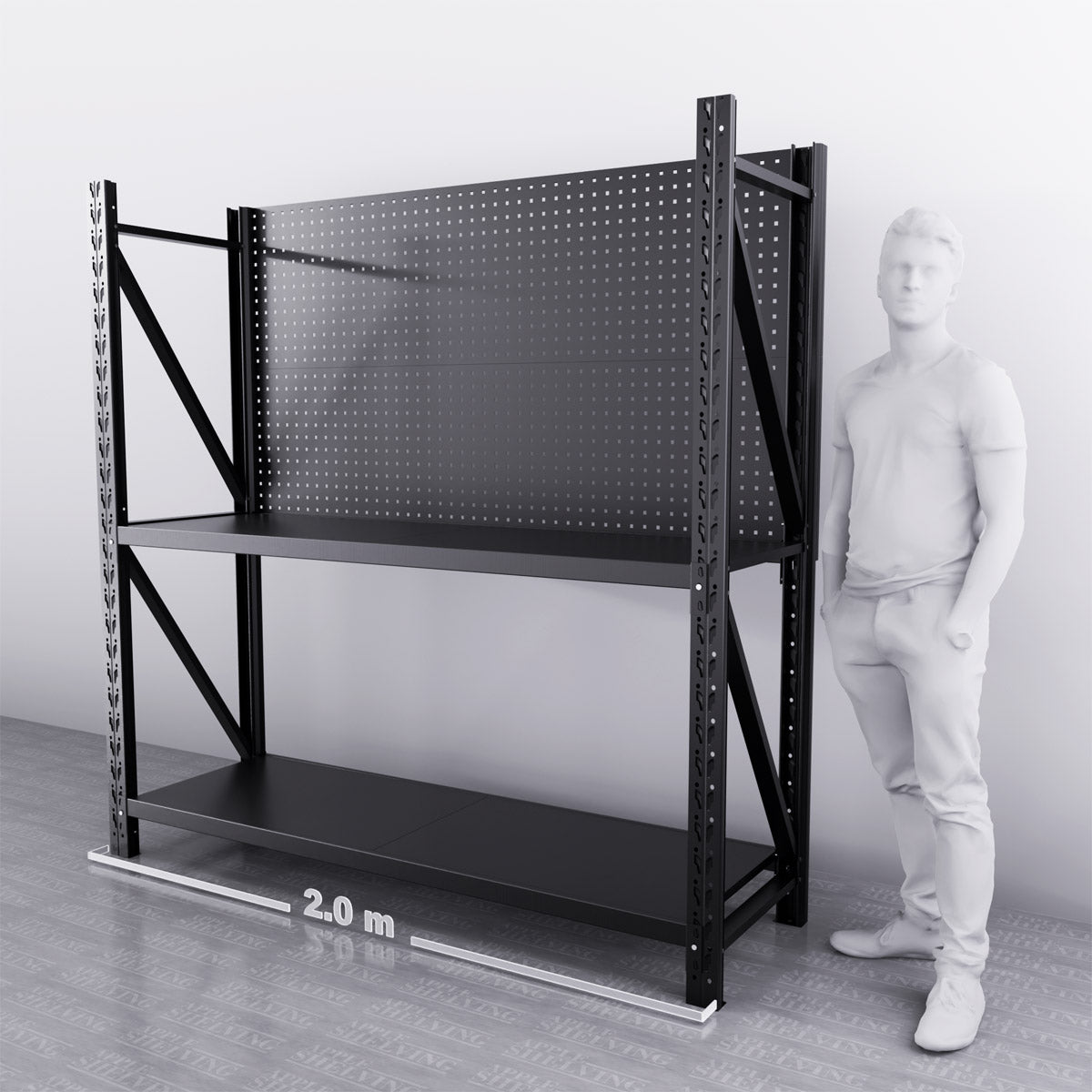 2m Steel Workbench with 2 Shelves & Pegboards – Heavy-Duty Garage ...