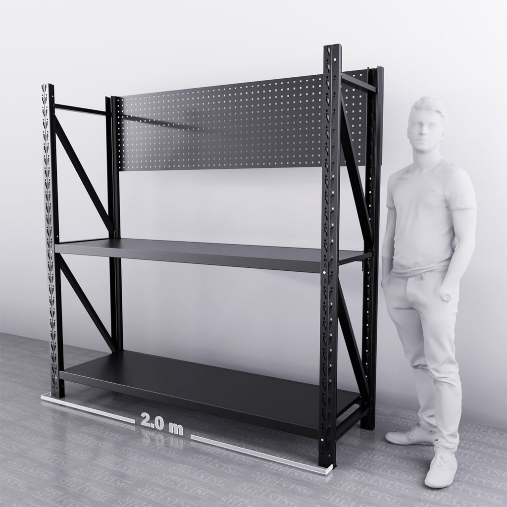 2m(W) 2-Shelf Workbench With 1-2 Pegboards – Apple Shelving