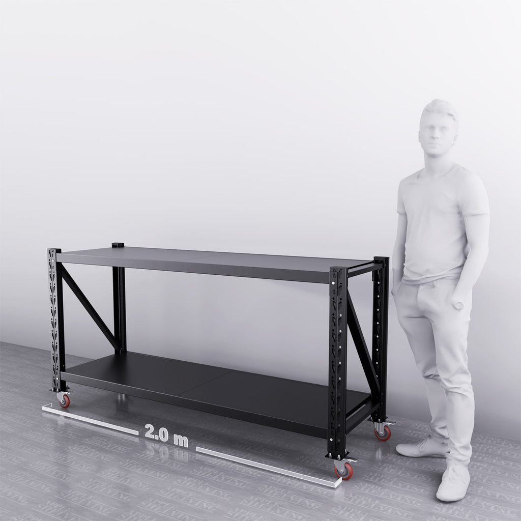 2m Steel Workbench with 2 Adjustable Shelves – 500kg Load Capacity for ...
