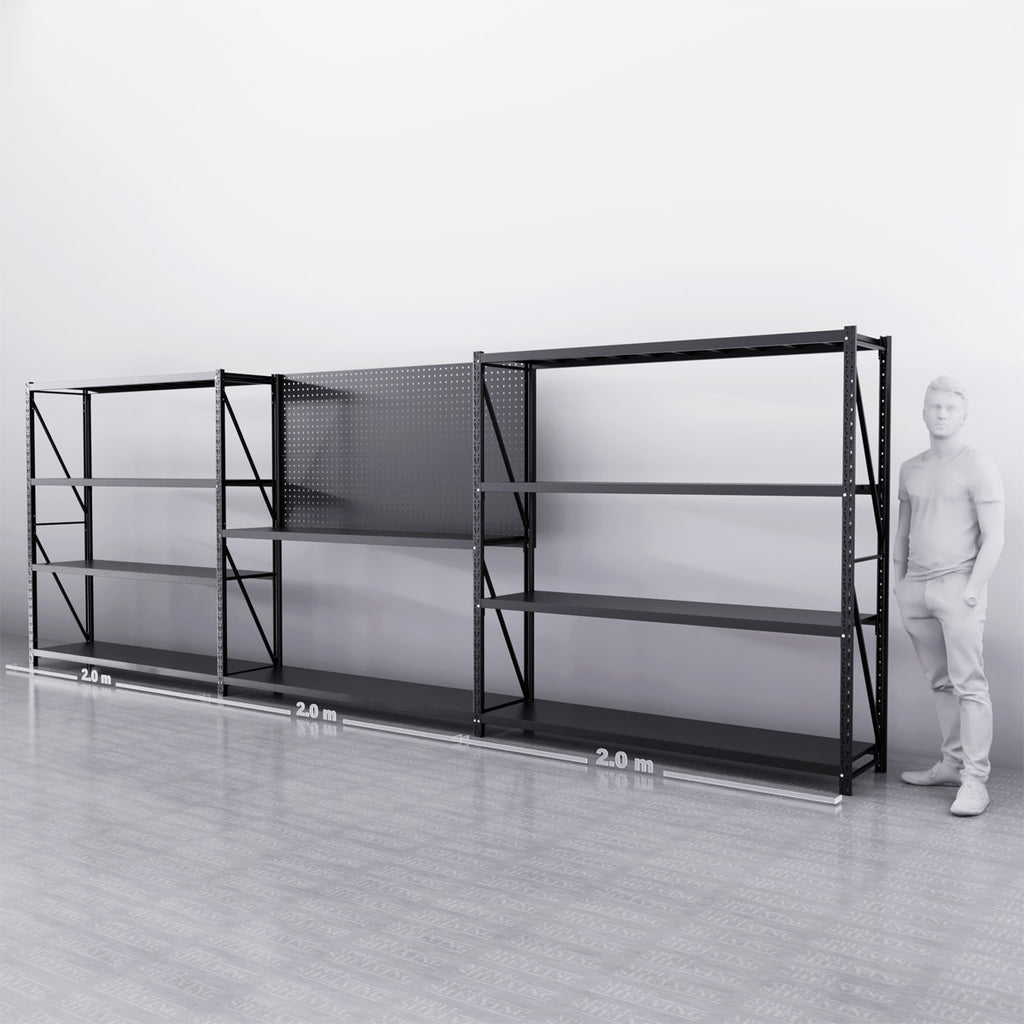 6m Steel Workbench with 2m Pegboards – 1500kg Garage Shelving & Tool ...