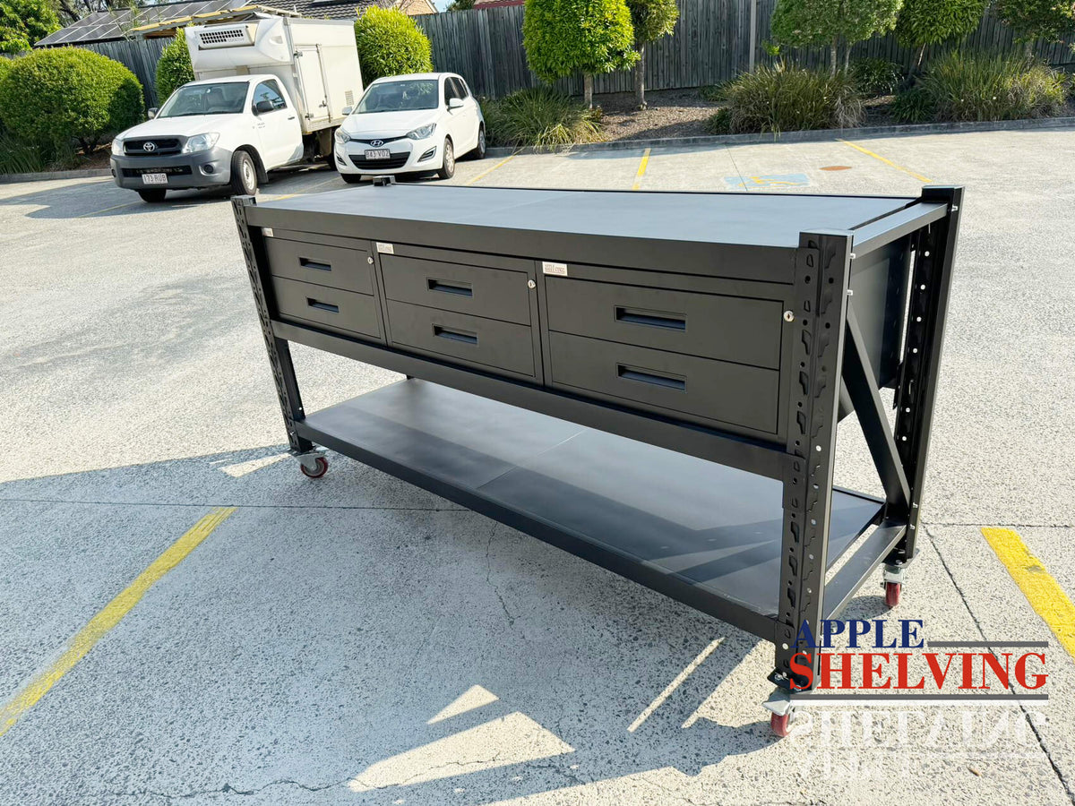 2m(L) 6-Drawer Steel Workbench – Apple Shelving