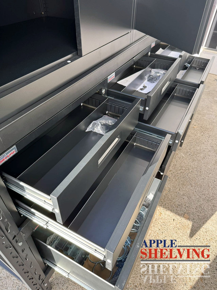 2m(L) 9-Drawer & 2 cabinets Steel Storage Unit2m Steel Storage Unit ...
