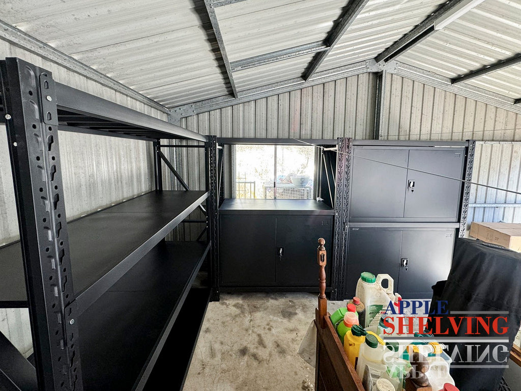 1.5m Steel Storage Rack with 2 Lockable Cabinets – Modular System ...