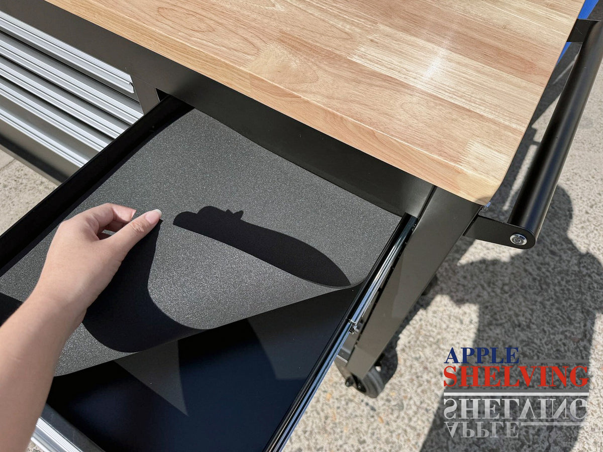 72'' 15-Drawer Steel Toolbox Trolley With Timber Top – Apple Shelving