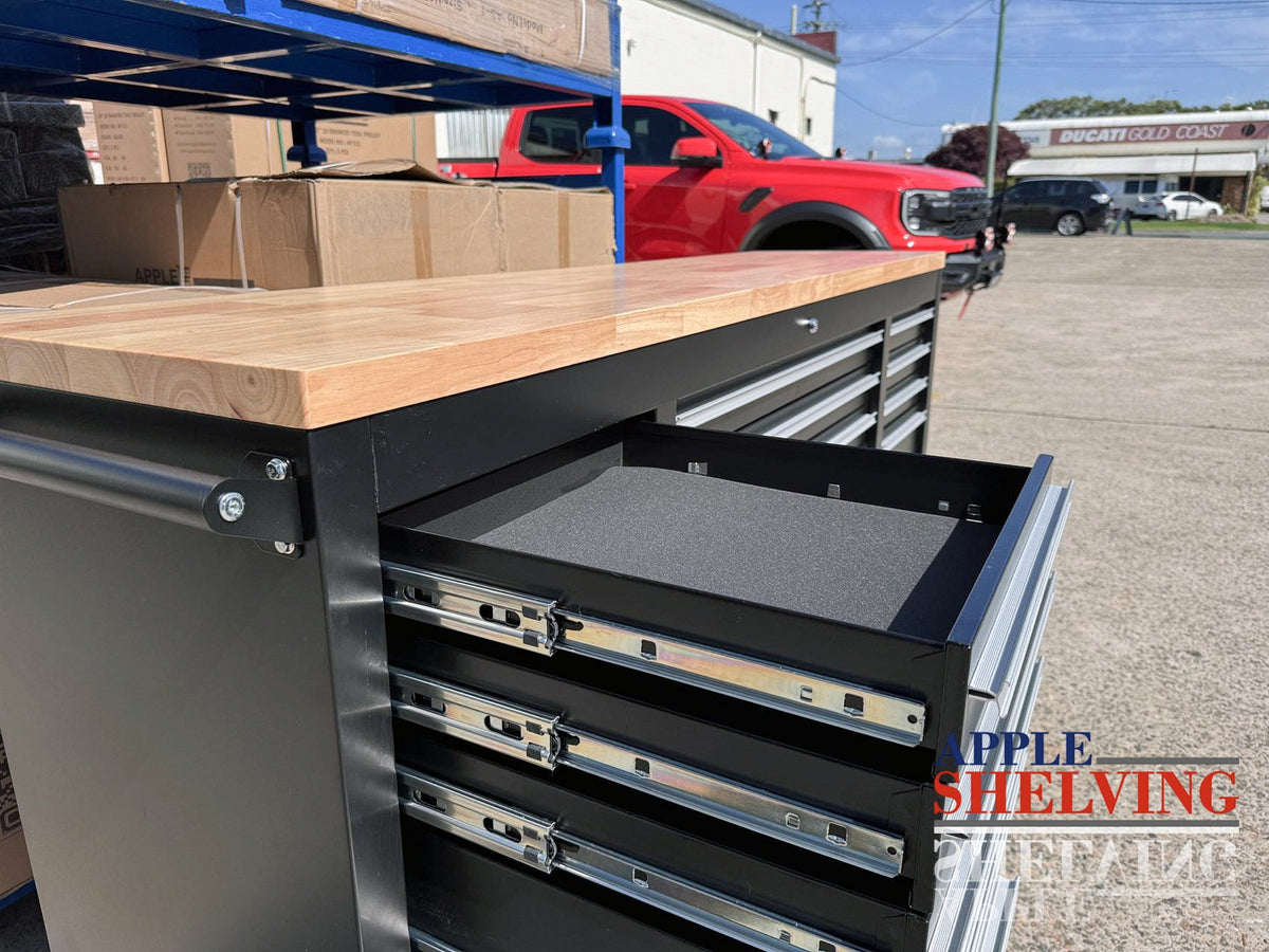 72'' 15-Drawer Stainless Steel Toolbox Trolley With Timber Top – Apple ...